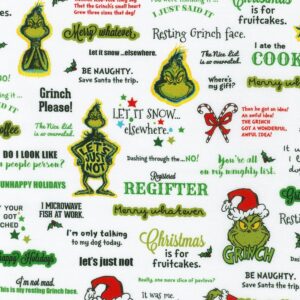 robert kaufman fabrics how the grinch stole christmas dr seuss grinch words phrases 44 inches