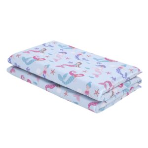 Everything Kids Mermaid, Seashell, Star Fish Aqua, Lavender and Pink Preschool Nap Pad Sheet