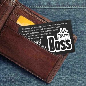 TGCNQ Boss Birthday Card Boss Birthday Gifts - Happy Birthday Boss Card Engraved Black Aluminum