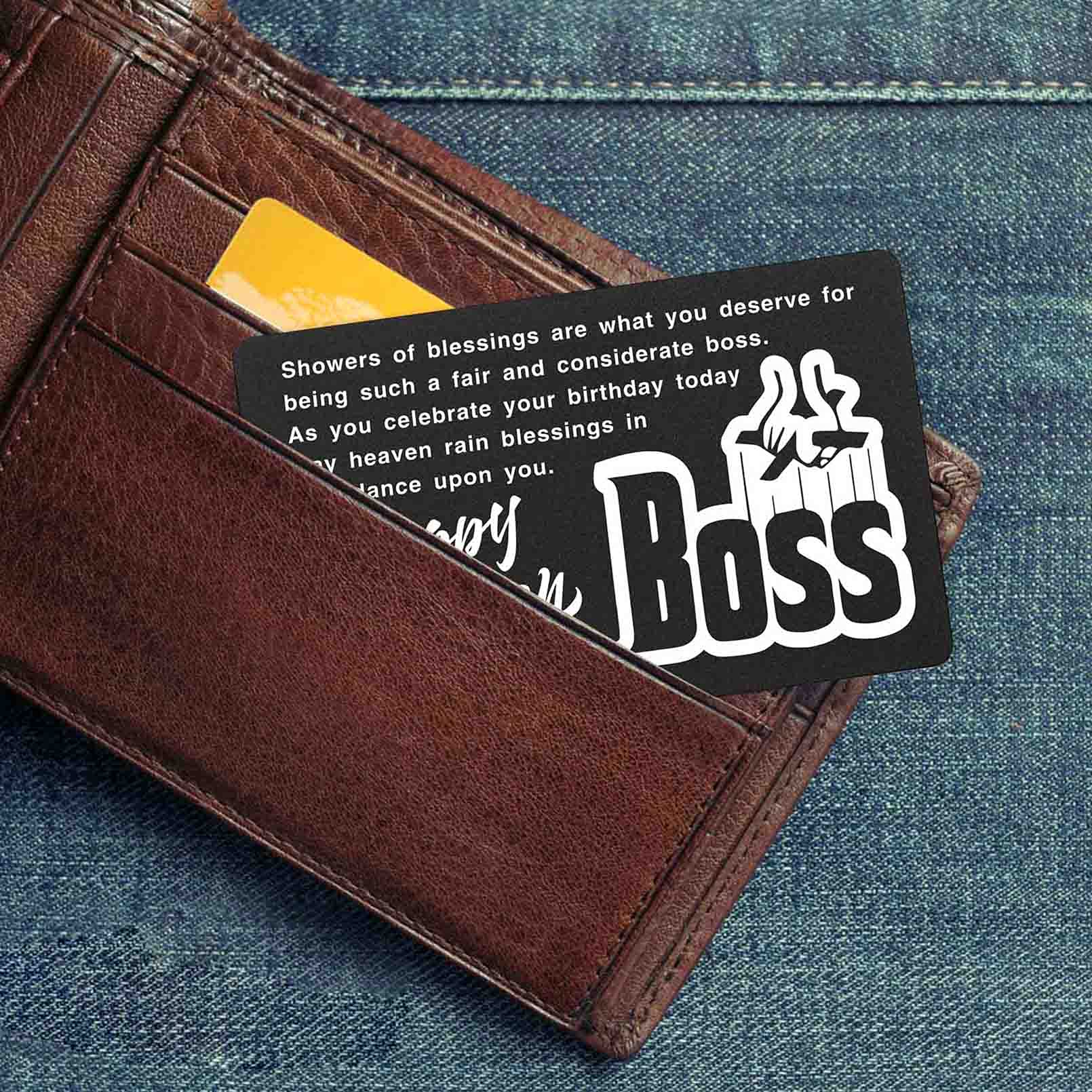 TGCNQ Boss Birthday Card Boss Birthday Gifts - Happy Birthday Boss Card Engraved Black Aluminum