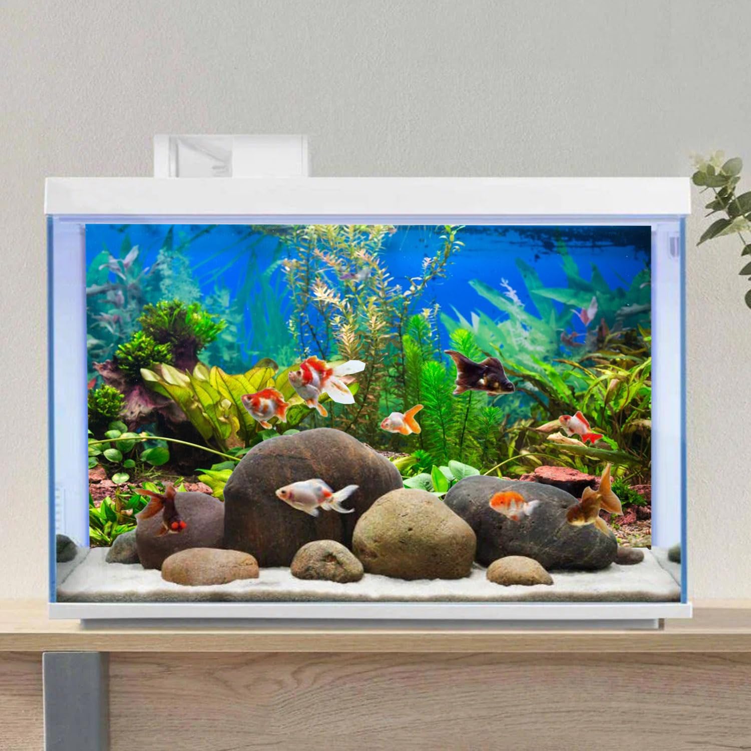 AWERT 60x24 inches Aquarium Background Aquatic Plant River Bed & Lake Fish Tank Background Vinyl