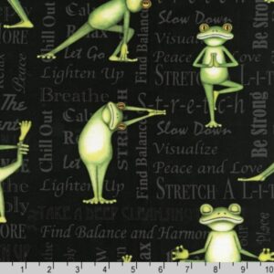 robert kaufman yoga frog fabric, cotton quilt fabric by the yard, inspirational fabric_ab