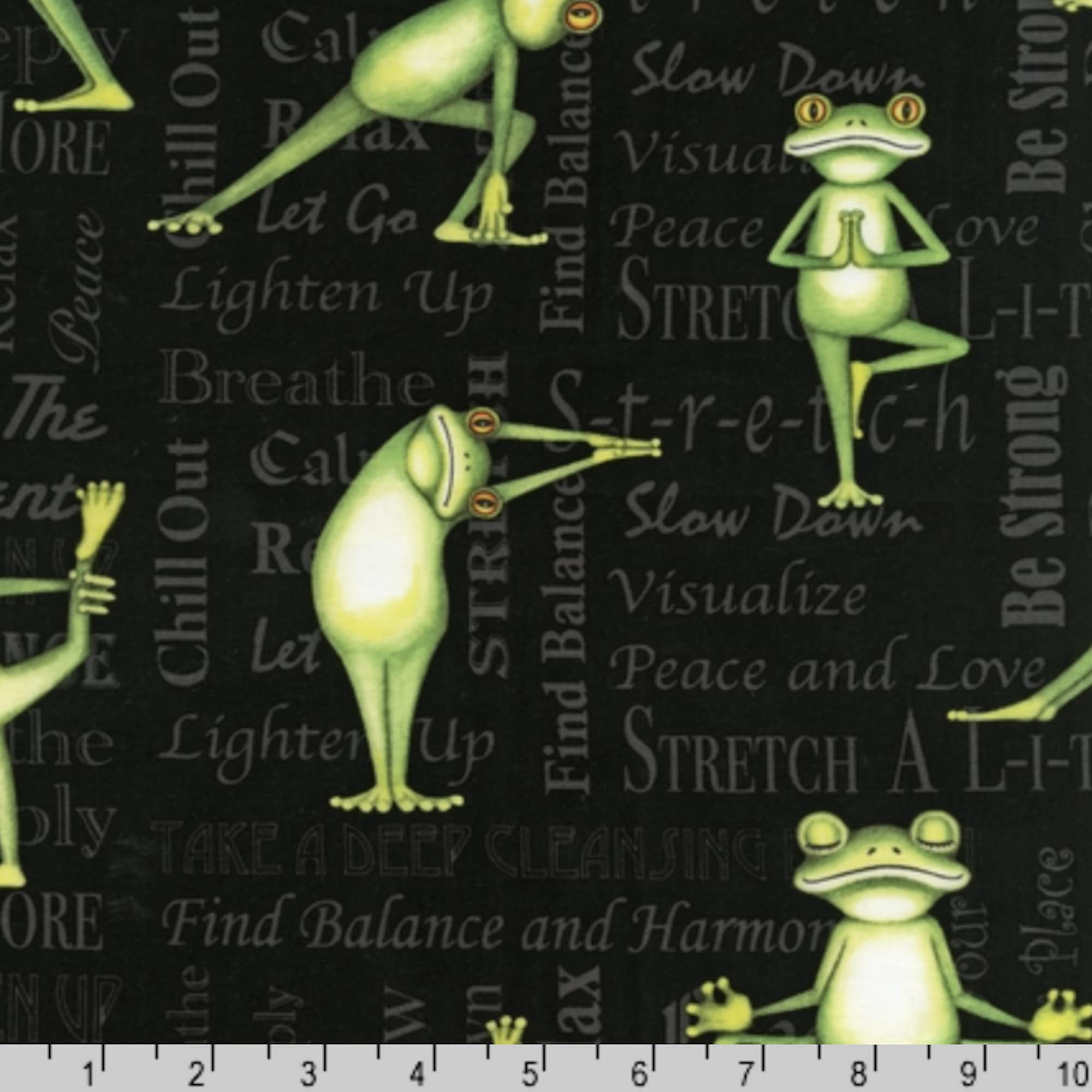 Robert Kaufman Yoga Frog Fabric, Cotton Quilt Fabric by The Yard, Inspirational Fabric_AB