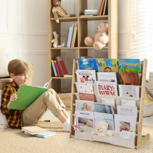 Jolensoy 7 Tier Kids Bookshelf, Natural Wood Book Rack for Children's Books, Toy Storage Organizer, Bookcase for Playroom, Nursery, Living Room (W: 29.5')