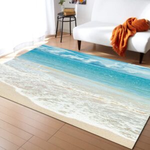 gsypo summer indoor modern contemporary area rug, tropical ocean beach sea water ultra soft non-shedding carpet floor mats stain resistant living room bedroom area rugs washable 5'x8'