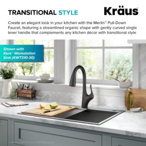 KRAUS Merlin Transitional Pull-Down Single Handle Kitchen Faucet in Matte Black, KPF-1674MB