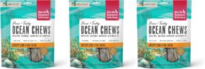 the honest kitchen 3 pack of crispy cod fish skins small chews for dogs, 2.75 ounces each, single ingredient