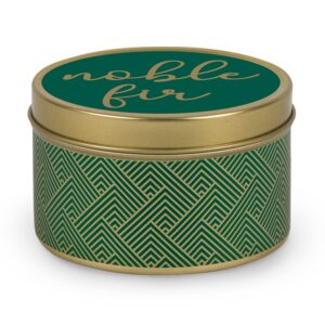 paraffin-free scented candle in gold tin, vegan palm wax candles, spicy & christmassy scented candles, holiday or birthday gifts for women & men, 30-hour burn time, 6 oz - goodlight (noble fir)