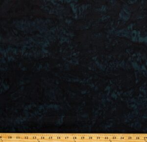 cotton batik bali watercolors mottled style hand-dyed black and jade green cotton fabric print by the yard (d307.60)