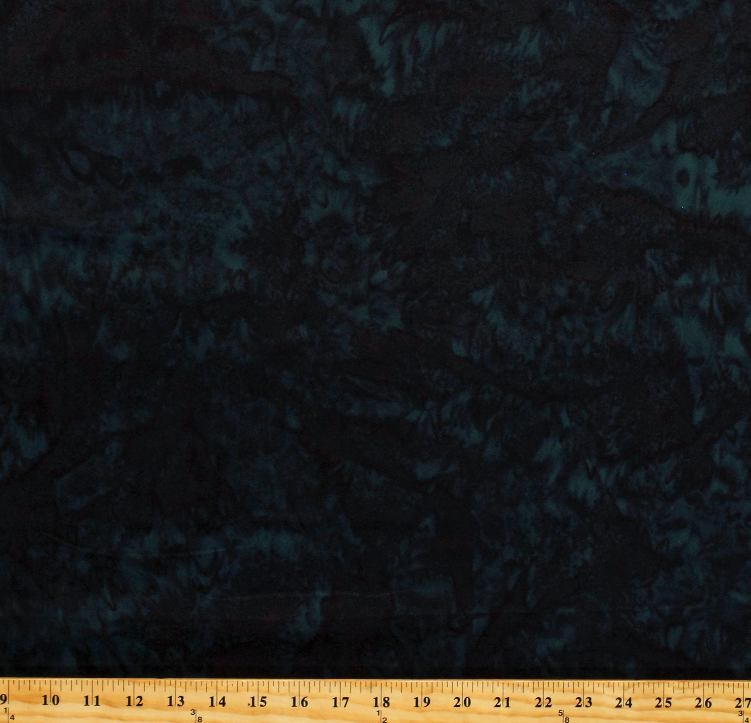 Cotton Batik Bali Watercolors Mottled Style Hand-Dyed Black and Jade Green Cotton Fabric Print by The Yard (D307.60)