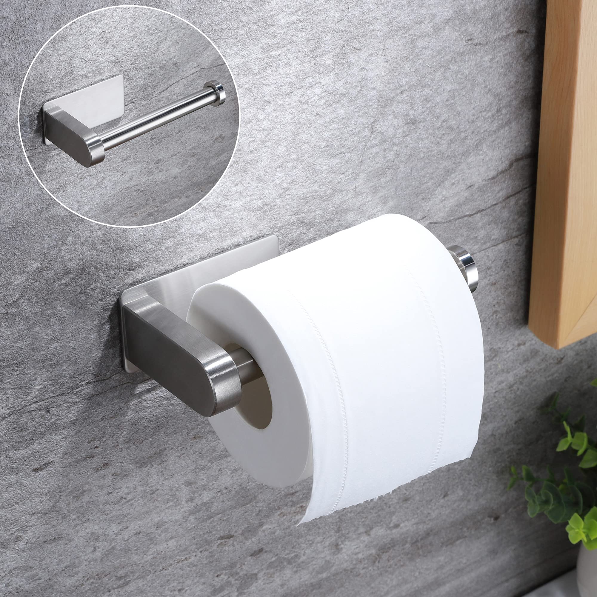 YIGII Toilet Paper Holder - Self Adhesive Toilet Roll Holder for Bathroom 2 Pack Tissue Holder Dispenser, SUS304 Stainless Steel