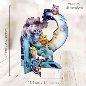 Santoro Pendulum, 3D Pop Up Greeting Card - Owls - Birthday Card for Him, for Her, for Kids, Birthday