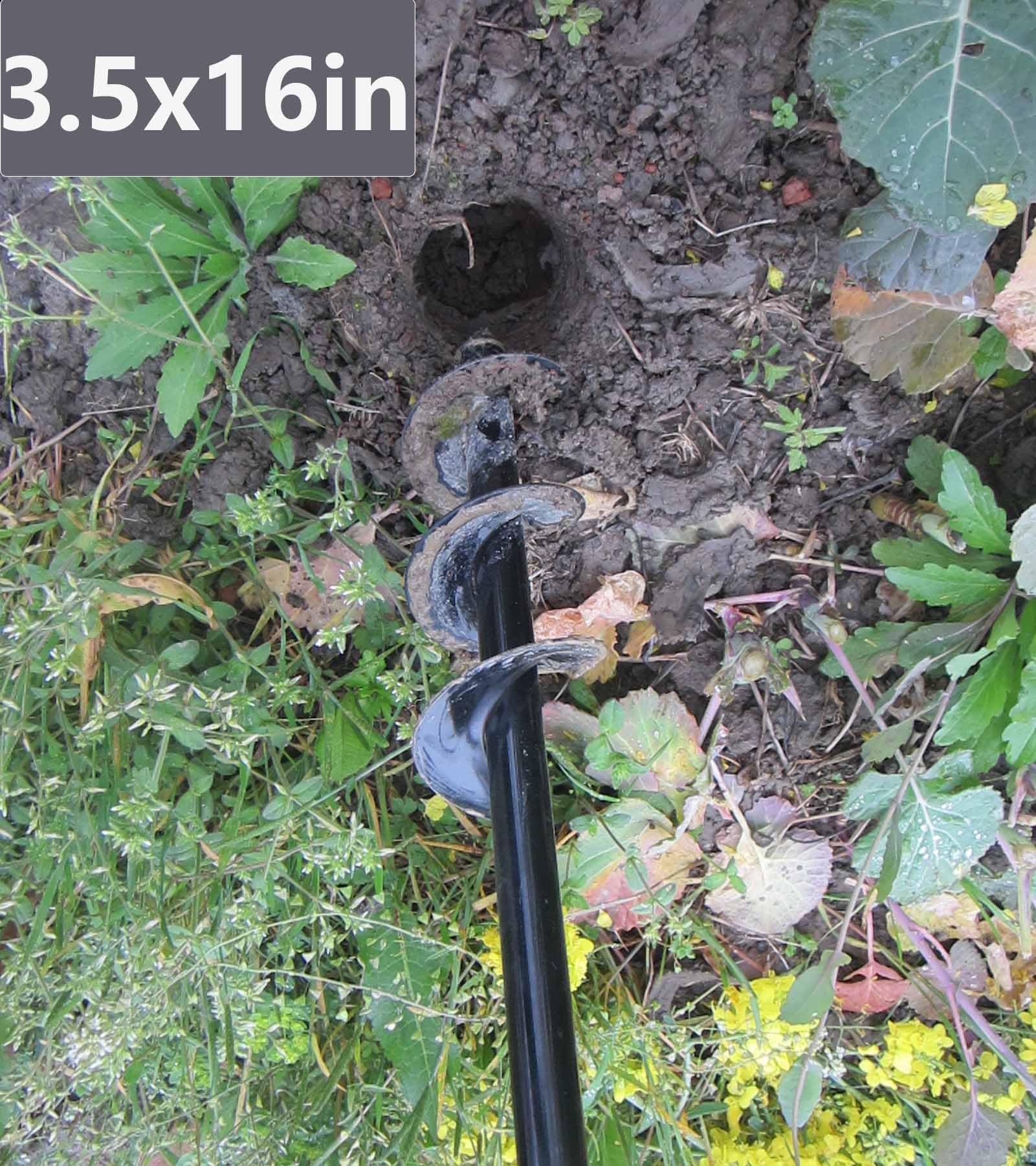 TCBWFY Garden Auger Drill Bit for Planting 3.5"x16"and 1.6"x16.5"Auger Drill Bit Plant Flower Bulb Auger Spiral Hole Drill Earth Post Umbrella Bulb Planter Auger for 3/8" Hex Drive Drill