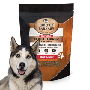 brutus & barnaby dog food topper - beef liver - enhance your dogs meal with this flavor packed mix - sprinkle on dog food flavoring for picky eaters - just one single ingredient