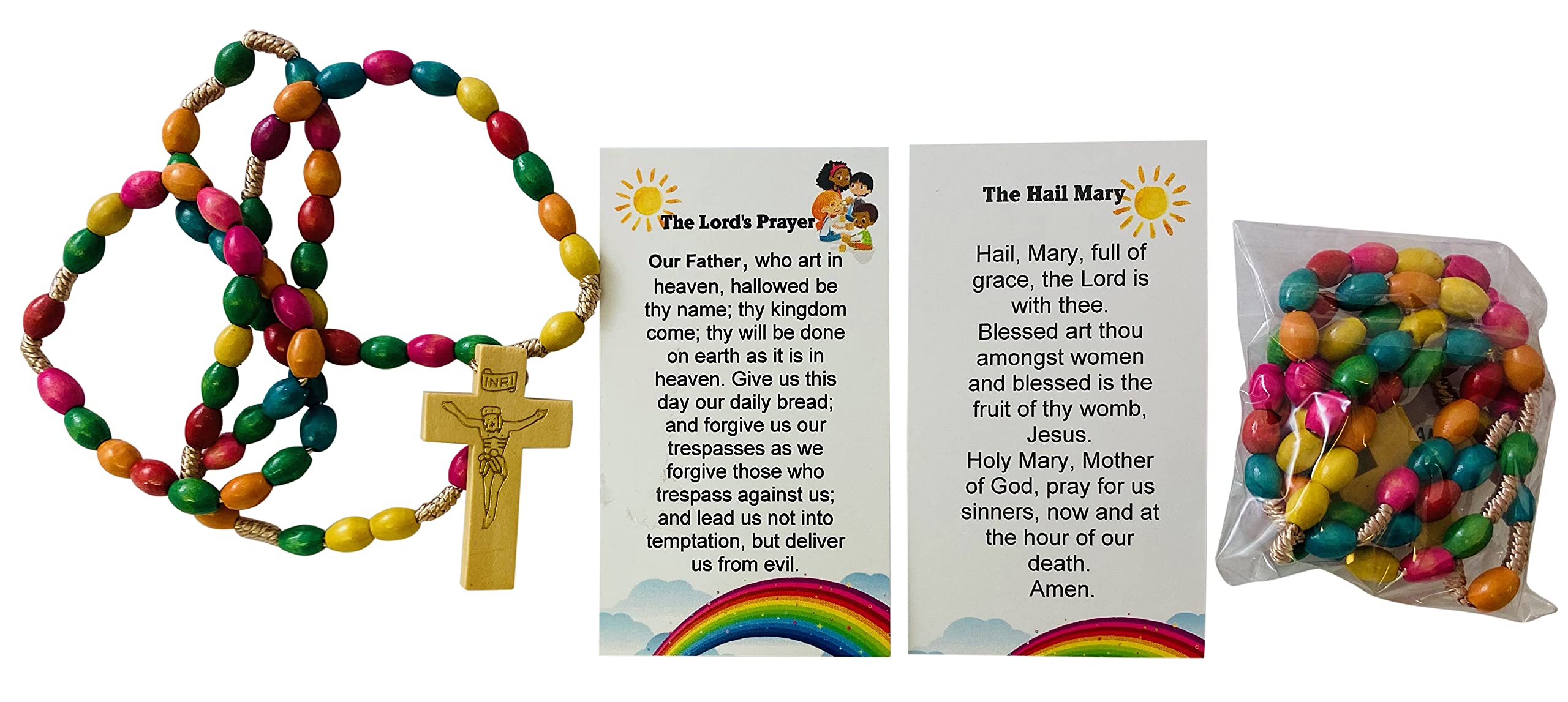 Westmon Works Children's Rosary Bulk Favors Lot Dozen Deluxe Set with Our Father Hail Mary Holy Cards, Pack of 12