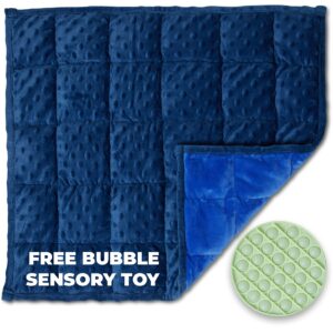 SAVOIZ -Weighted Lap Pad for Kids 5 pounds - Great Sensory Weighted Lap Blanket for Kids in School & On-The-Go - Calming Sensory Pad -Includes Fidget Toy