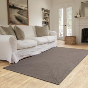 super area rugs lichfield gray braided rug for living room - washable braided rug - woven rug for bedroom - charcoal gray 5' x 8' rectangle