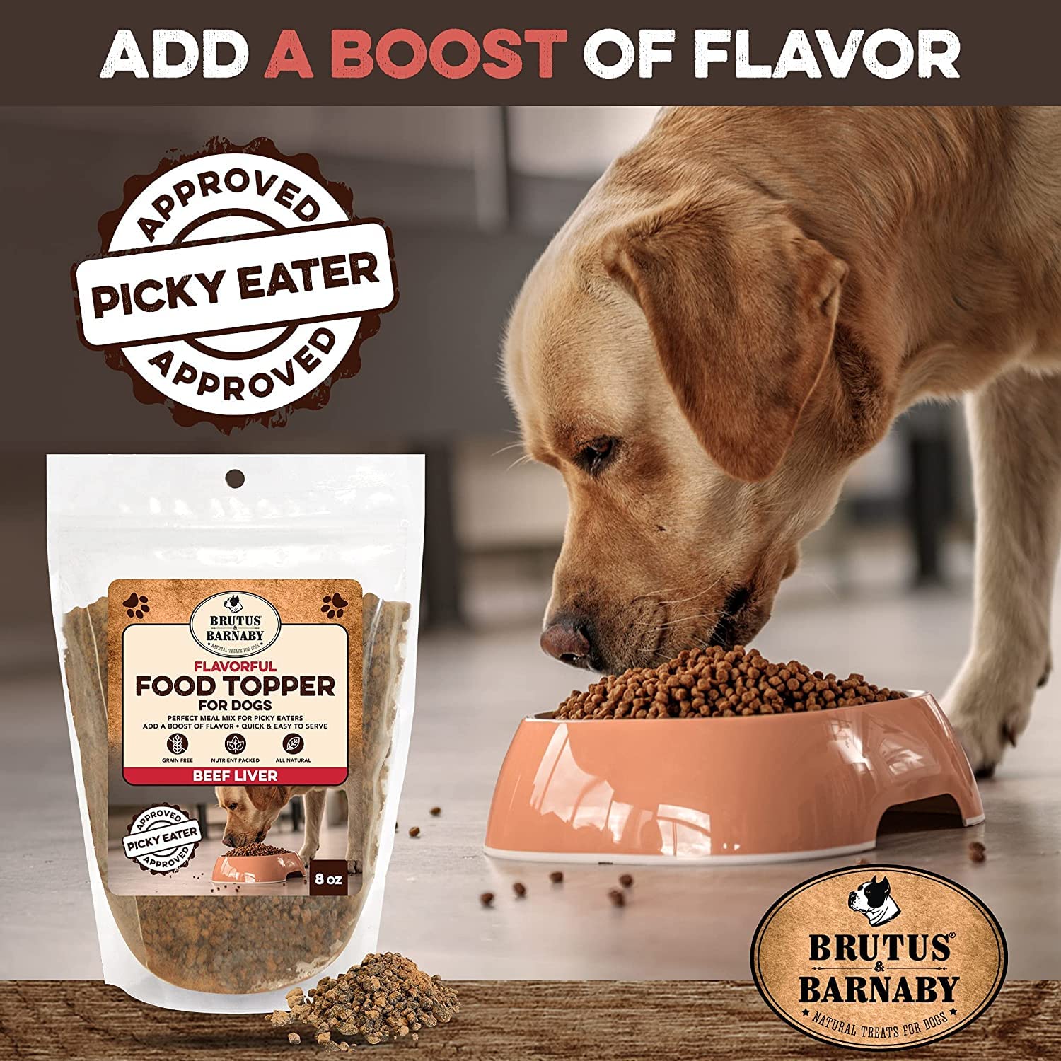 BRUTUS & BARNABY Dog Food Topper - Beef Liver - Enhance Your Dogs Meal with This Flavor Packed Mix - Sprinkle On Dog Food Flavoring for Picky Eaters - Just One Single Ingredient