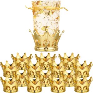 gold fillable crown goblet with pouch for candy chocolate cake dessert storage decoration for wedding birthday party(15 pieces)