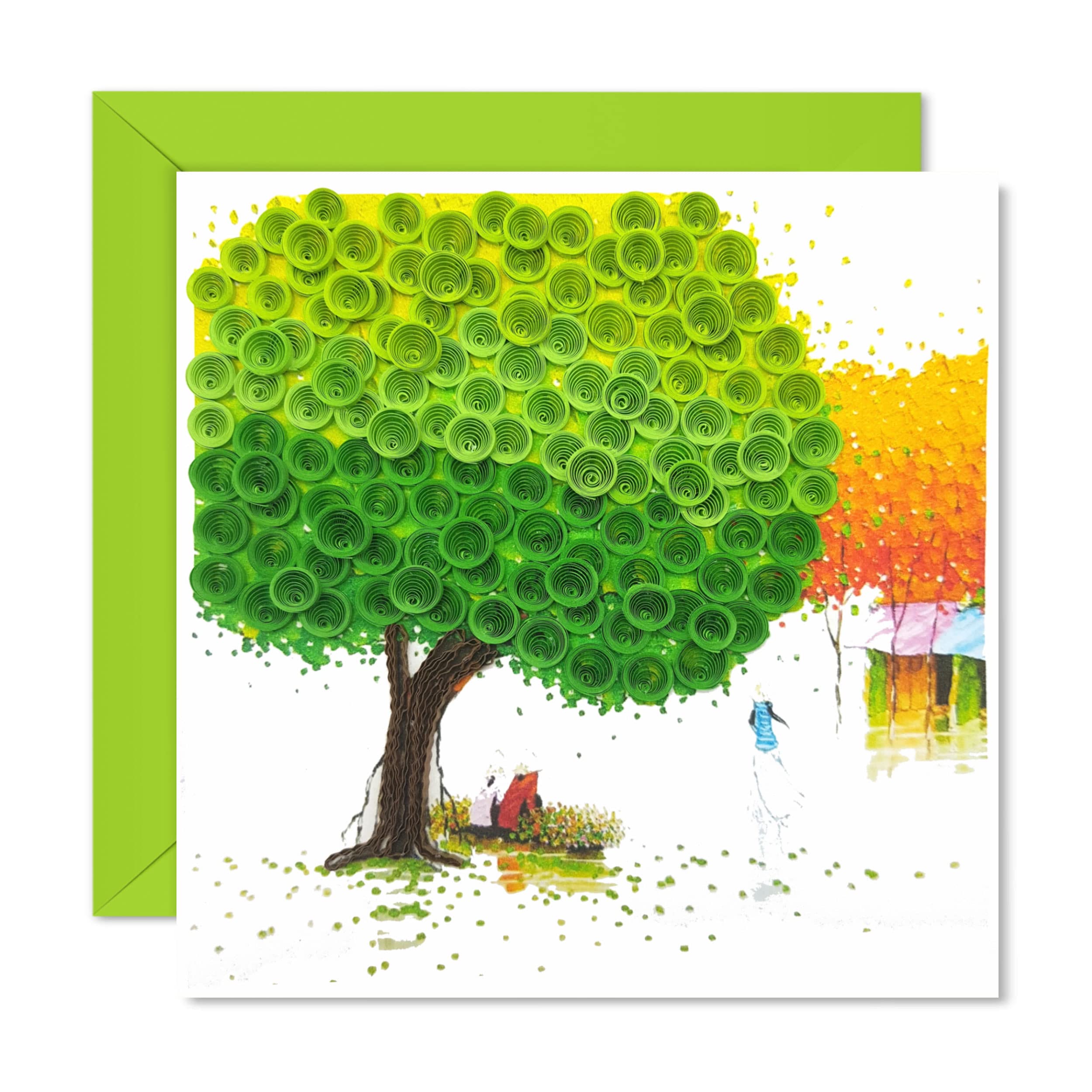 TUMYBEE Happy Seasonal Card Four Seasons Greeting Card, Romantic Mapple Tree Card, Quilling Card for Christmas, Sympathy, Get Well Soon, Birthday, Mother's Day, Thank You for Mom, Friend, Love, Wife