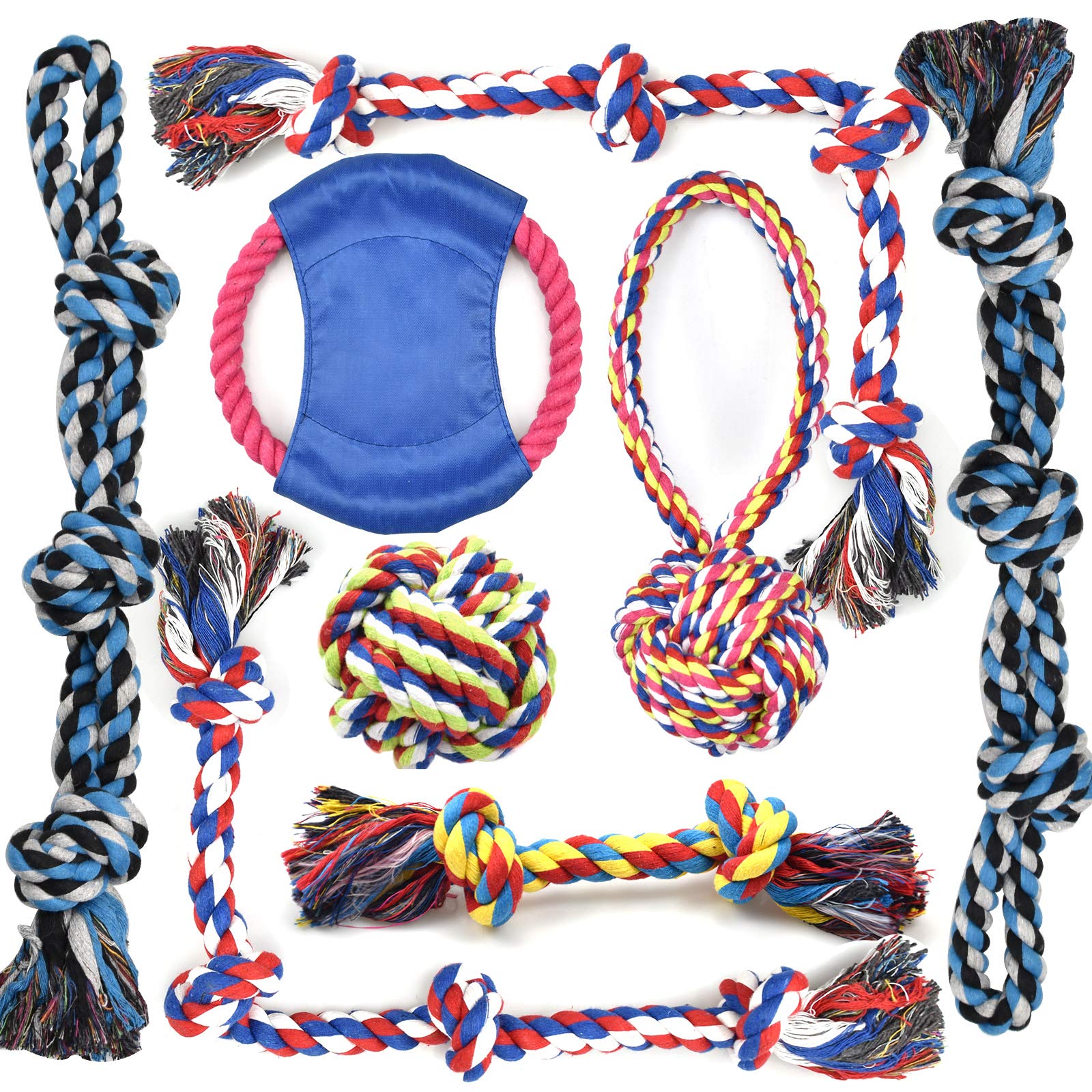 LECHONG Rope Dog Toys for Aggressive Chewers Large Breed Medium Breed, Small Dog Puppy Teething Chew Toys Heavy Duty Dental Dog Rope Toys Prevents Boredom and Relieves Stress