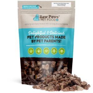 raw paws chicken hearts treats, 4 oz - all natural freeze dried dog cat ferrets food topper - high protein pet treats - taurine source - grain free