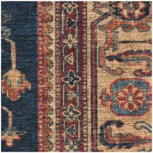 RUGGABLE Cambria Washable Rug - Perfect Vintage Area Rug for Living Room Bedroom Kitchen - Pet & Child Friendly - Stain & Water Resistant - Sapphire 3'x5' (Standard Pad)