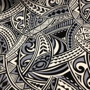 Gray Tribal Hawaiian Print Fabric Sold by The Yard