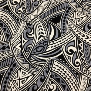 Gray Tribal Hawaiian Print Fabric Sold by The Yard