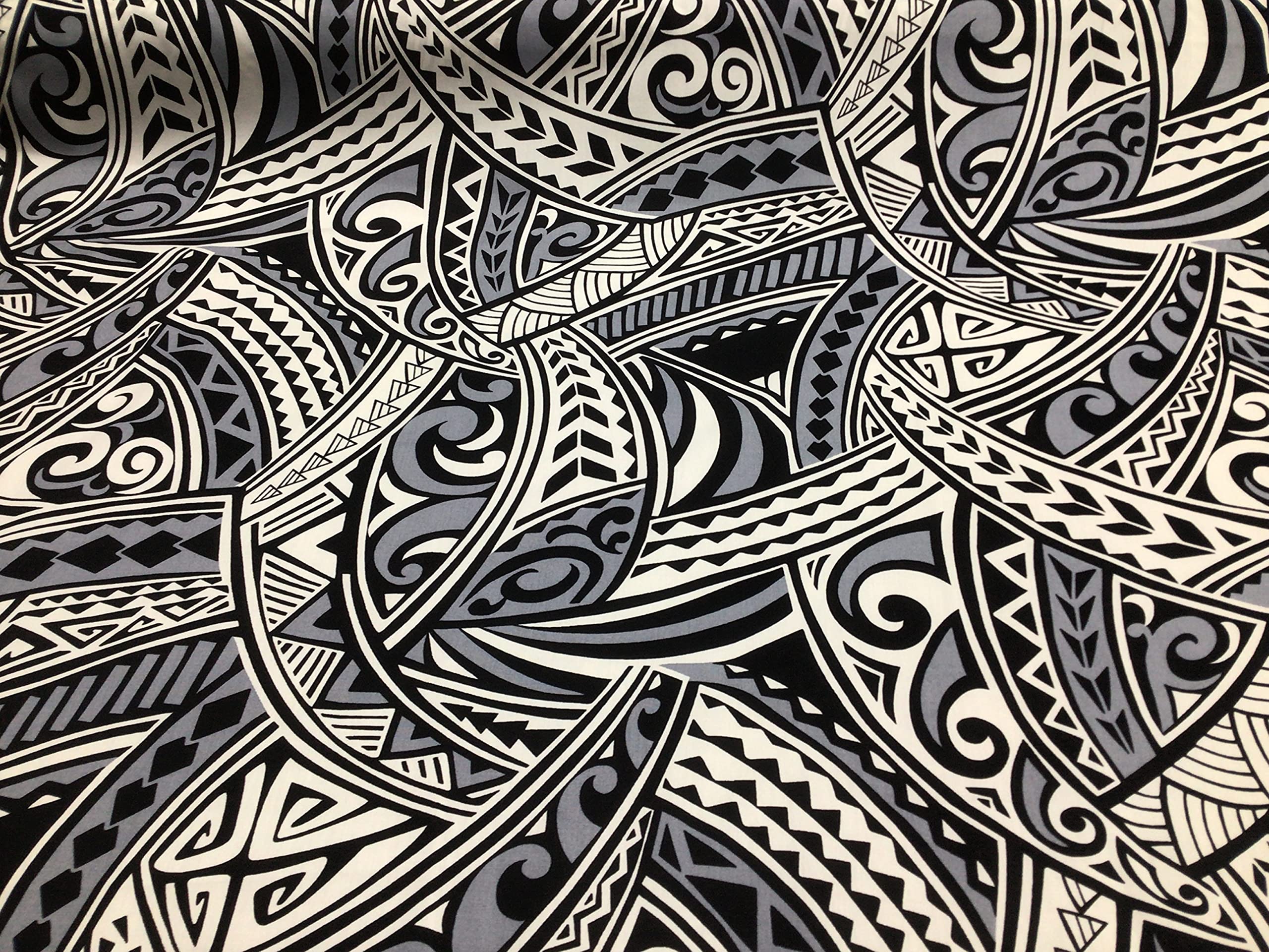 Gray Tribal Hawaiian Print Fabric Sold by The Yard