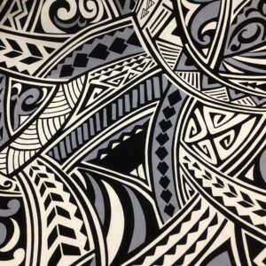 Gray Tribal Hawaiian Print Fabric Sold by The Yard