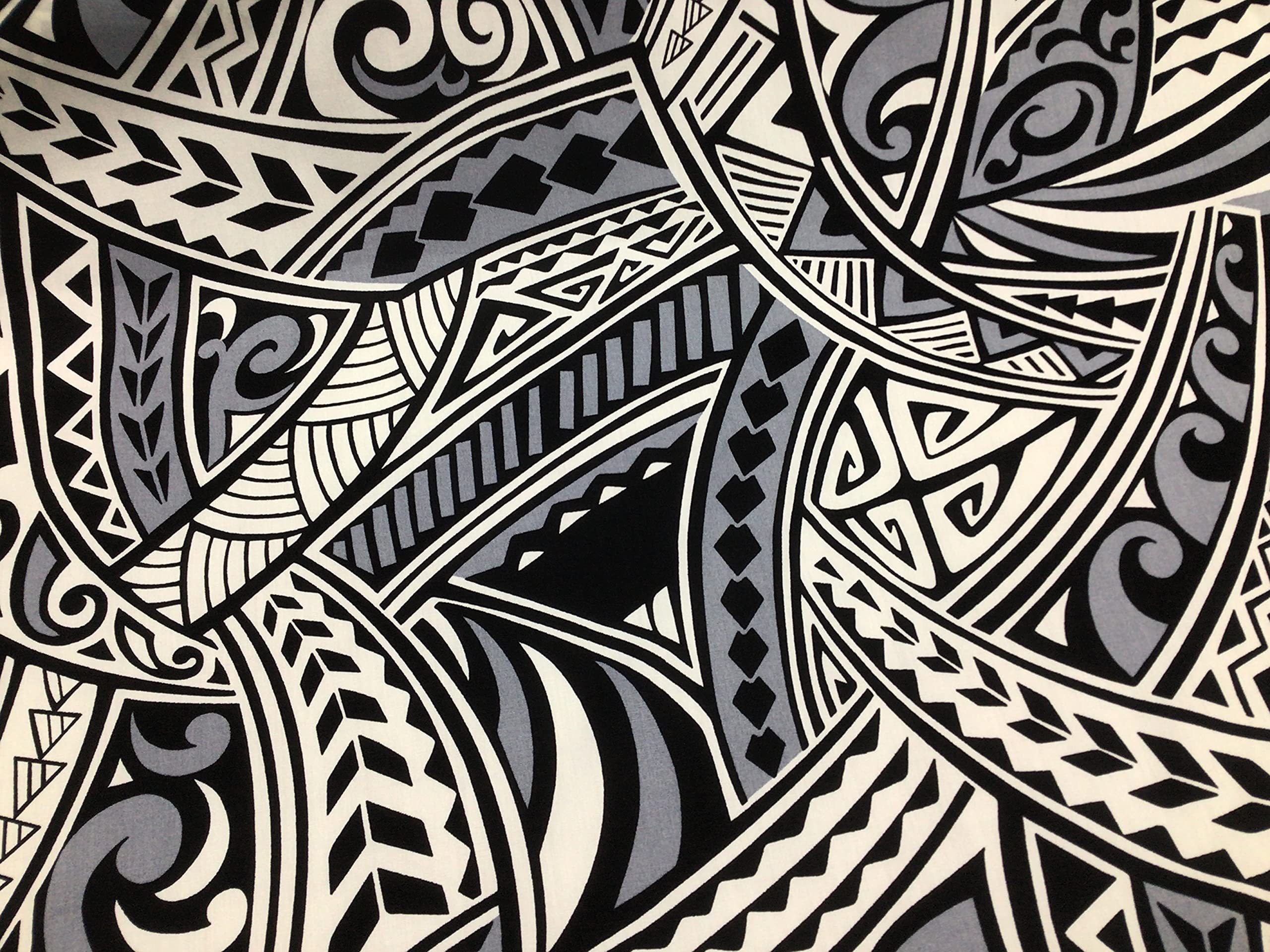 Gray Tribal Hawaiian Print Fabric Sold by The Yard