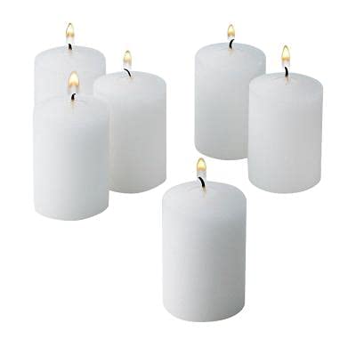 AURA DECOR 2x2Inch High Pillar Candles, Set of 6. White, Unscented. Bulk Buy, Using a Wax Blend. Ideal for Wedding, Emergency Lanterns, Spa, Aromatherapy, Party, Reiki, Candle Gardens