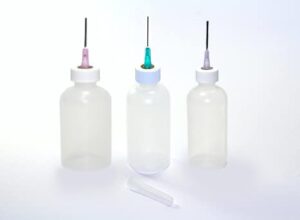 gaunt hypo 3 pack ** hypo-25 23ga,hypo-49 18ga, hypo-65 16ga 2 ounce clear ldpe boston round plastic bottle