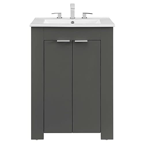 Modway Maybelle 24" Bathroom Vanity in Gray White