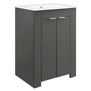 modway maybelle 24" bathroom vanity in gray white