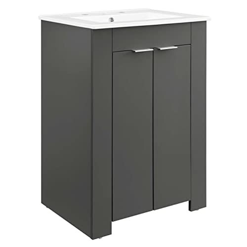 Modway Maybelle 24" Bathroom Vanity in Gray White