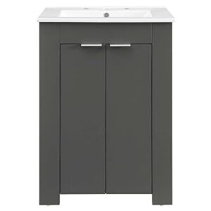 Modway Maybelle 24" Bathroom Vanity in Gray White