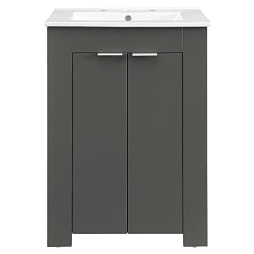 Modway Maybelle 24" Bathroom Vanity in Gray White