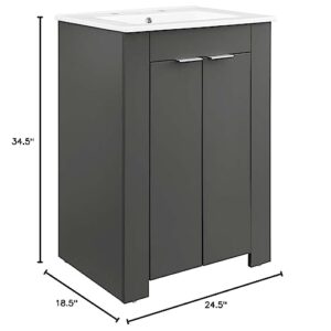 Modway Maybelle 24" Bathroom Vanity in Gray White