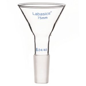 labasics glass short stem powder funnel with 75 mm top outer dimension and 24/40 inner joint filter funnel glass funnel (od 75mm)