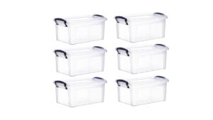 superio clear storage bins with lids, stackable storage box with latches and handles, extra small, 6 pack 3 quart