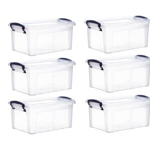 Superio Clear Storage Bins with Lids, Stackable Storage Box with Latches and Handles, Extra Small, 6 Pack 3 Quart