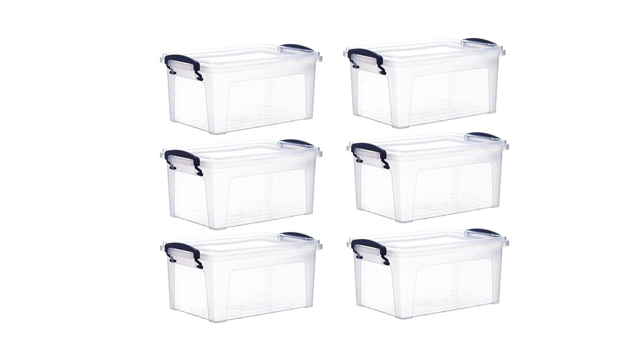 Superio Clear Storage Bins with Lids, Stackable Storage Box with Latches and Handles, Extra Small, 6 Pack 3 Quart