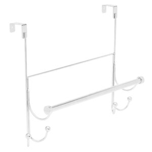 home basics over the door towel bar with hooks | made from steel | long center bar | fits most standard doors | (chrome)