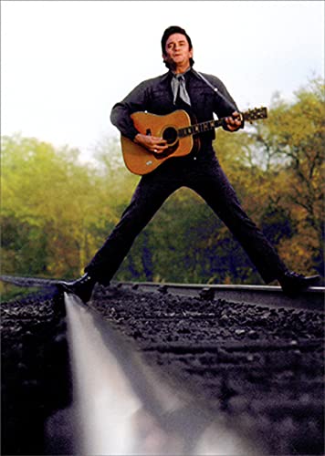 Avanti Press Johnny Cash with Guitar On Train Tracks America Collection Birthday Card