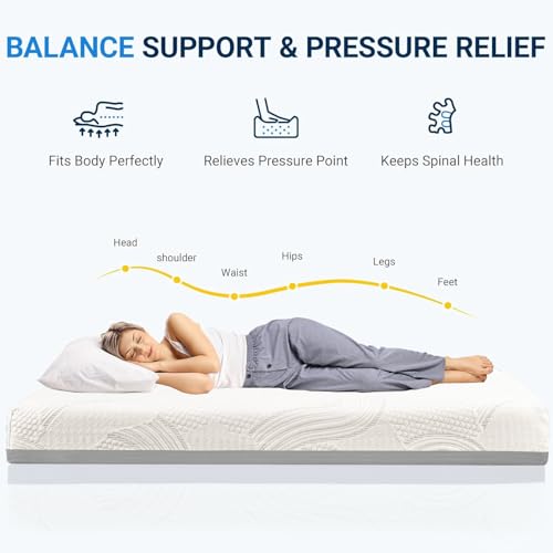 Irvine Home Collection California King Size 10-Inch, Gel Memory Foam Mattress, Medium Firm Feel, Breathable, Cool Sleep and Pressure Relief, CertiPUR-US Certified, Temperature Balanced