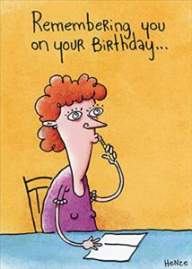 oatmeal studios woman remembering birthday funny/humorous belated birthday card