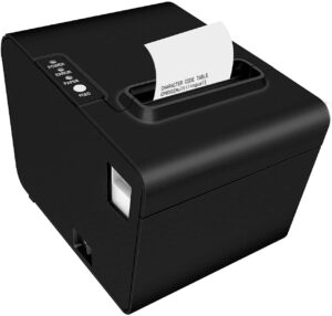 milestone thermal receipt printer,3'1/8 80mm pos printer with auto cutter, kitchen printer for restaurant with usb serial ethernet lan esc/pos command cash drawer