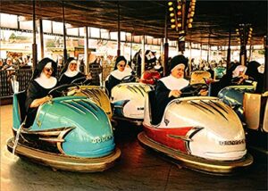 avanti press nuns riding bumper cars humorous / funny america collection birthday card